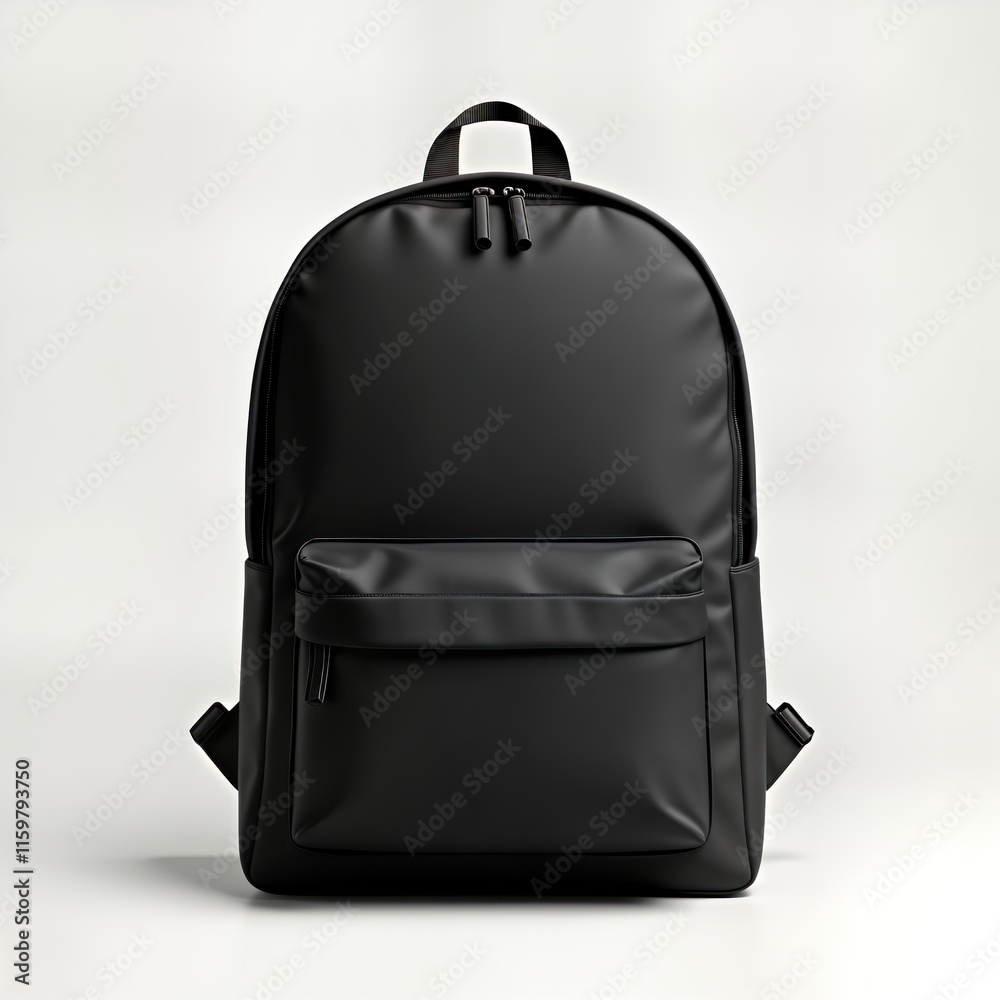 Black school backpack mockup isolated on white background. Modern ...