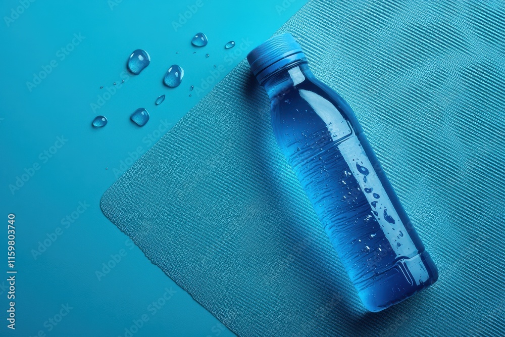 Electrolyte beverage Isotonic water Image features a cyan sports mat ...