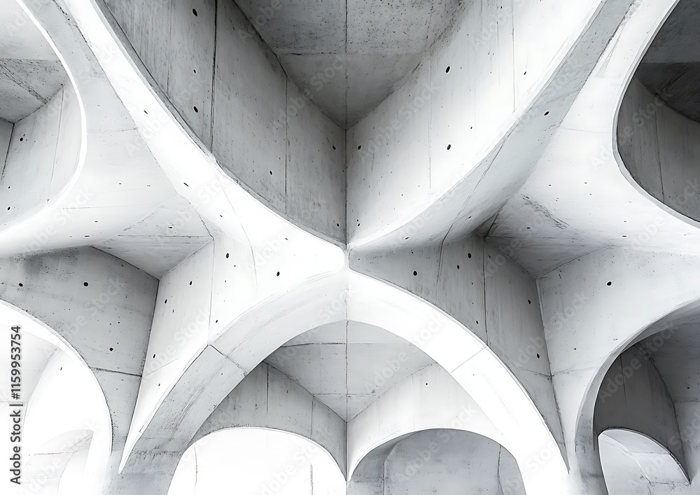 Overhead perspective of a white-gray concrete ceiling texture, smooth ...