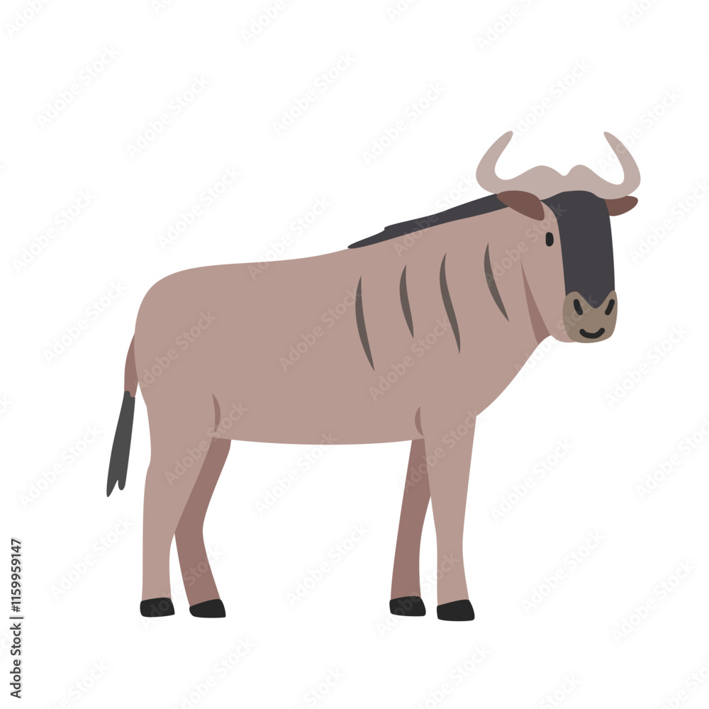 Blue wildebeest cartoon clipart. Antelope wildebeest vector ...