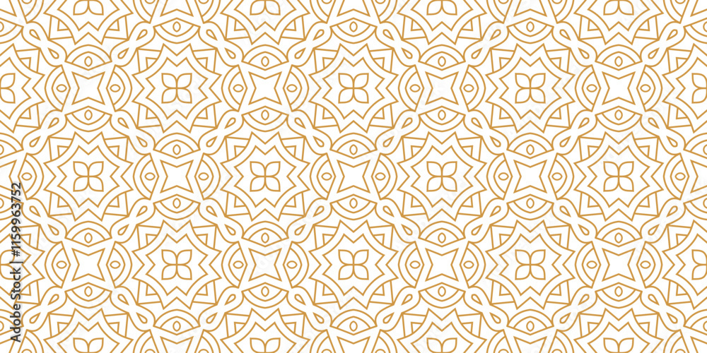 Golden luxury round seamless vector pattern. Arabic Islamic Gold floral ...