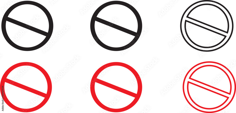 Ban, No icons set. Stop sign. Prohibition symbol. Allowed symbols ...