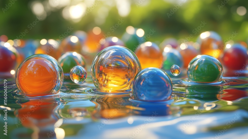 Density different solids, mass, volume. Buoyancy force. in container ...