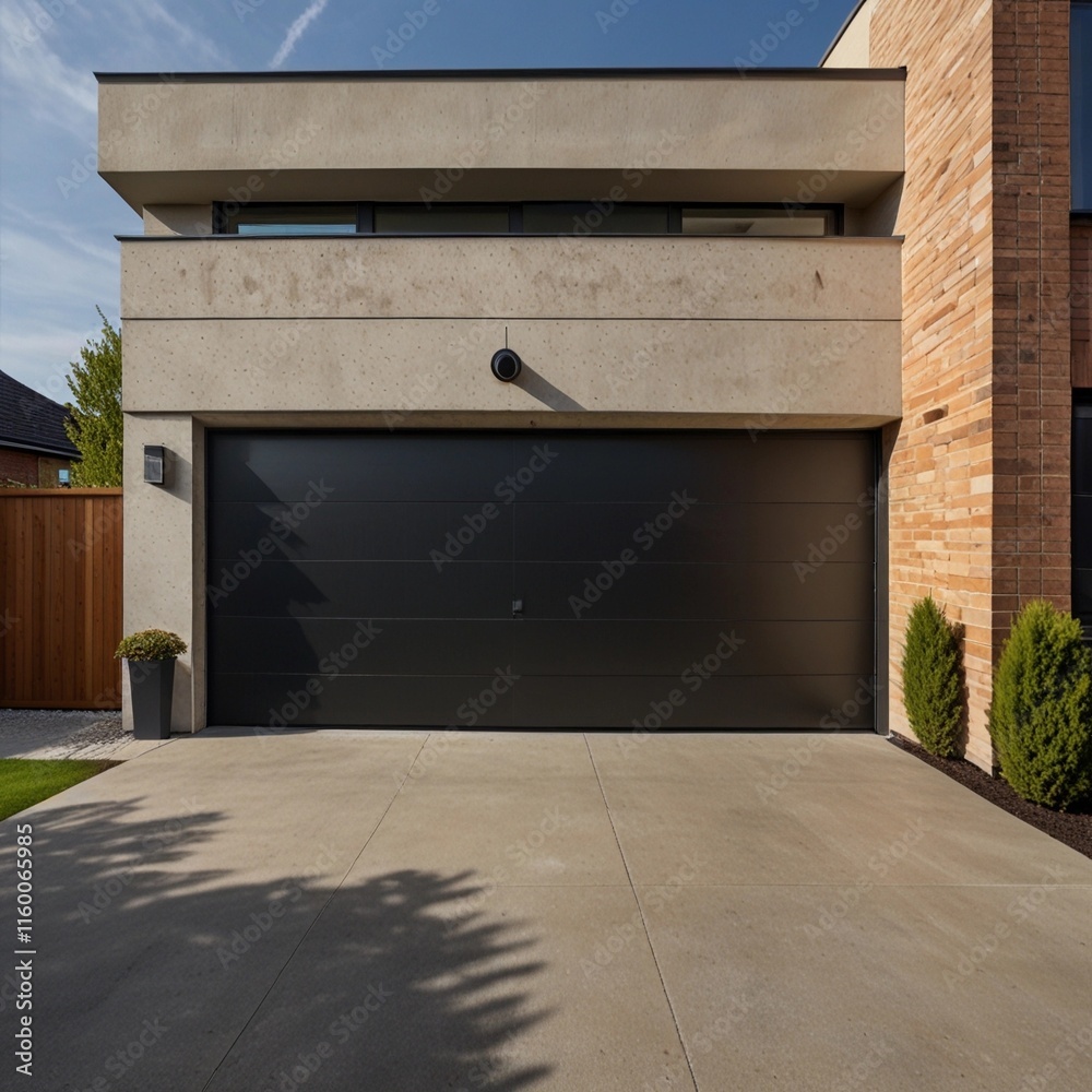 Sophisticated Sectional Doors for a Modern Garage Entrance Stock Photo ...