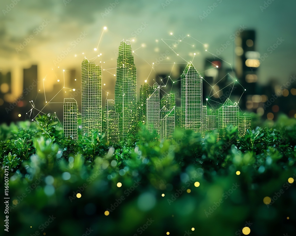 An impactful ESG concept with green energy technology, ecofriendly ...