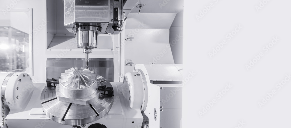 Banner industry CNC, milling machine process cutting turbine impeller ...