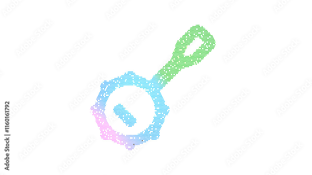 Icon banjo is made up of LED square shapes. There are bright diodes and ...