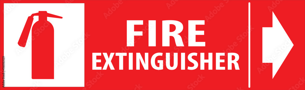 Fire extinguisher direction arrow sign vector.eps Stock Vector | Adobe ...