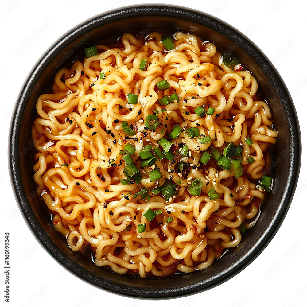 Extreme top view of an extremely perfect looking Egg Drop Noodles in a ...