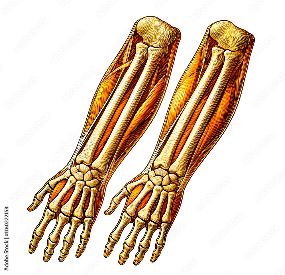 Educational isolated vector illustration of human humerus bone on white ...