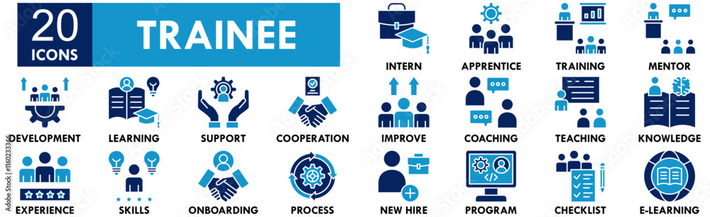 Trainee icon collection set. Containing design trainee, professional ...
