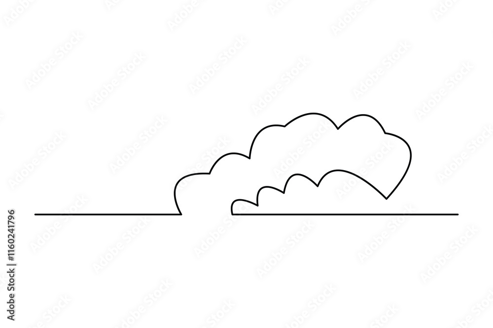 Continuous one-line cloud and sun drawing of isolated outline vector illustration Stock Vector ...