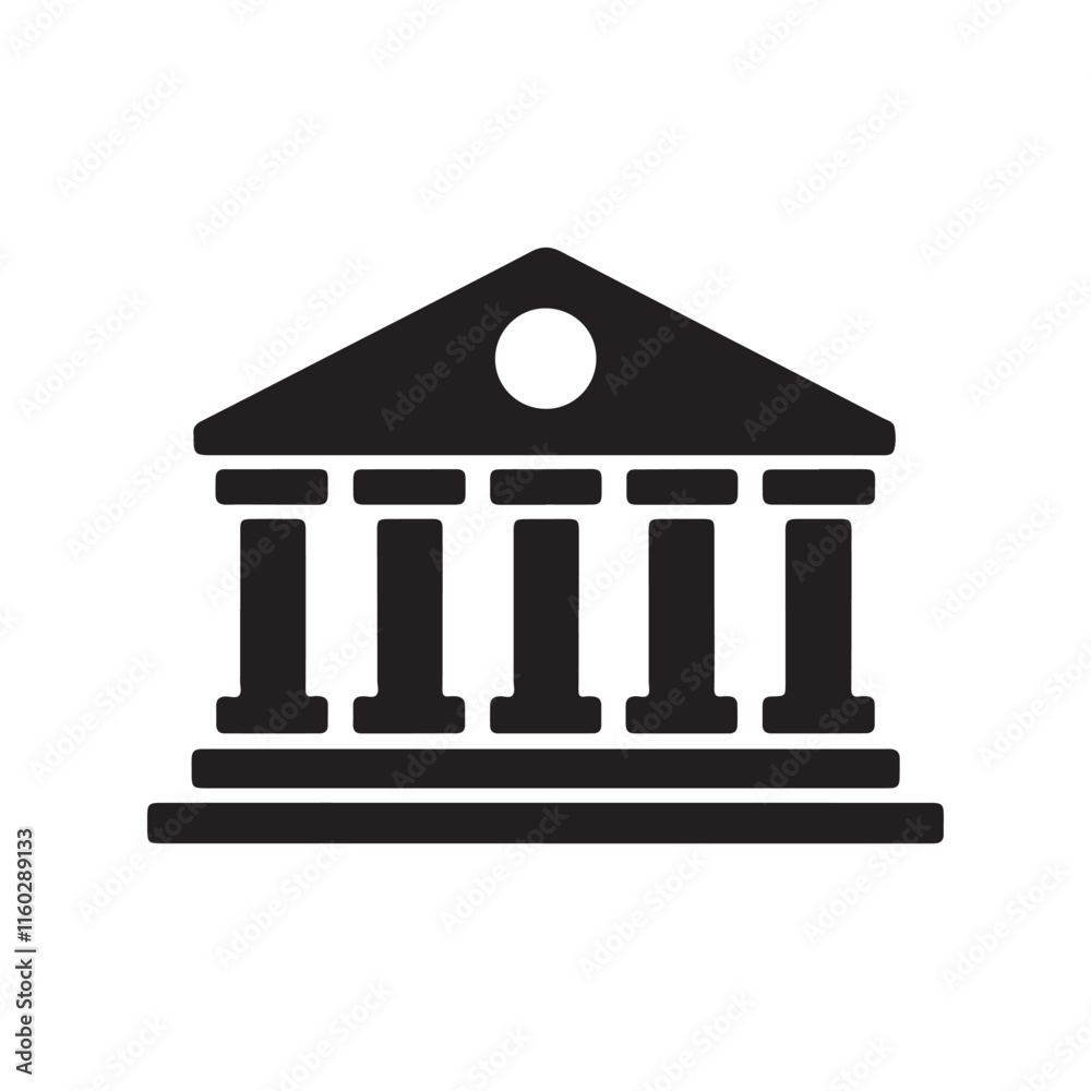 Bank building icon. Black Bank building icon on white background ...