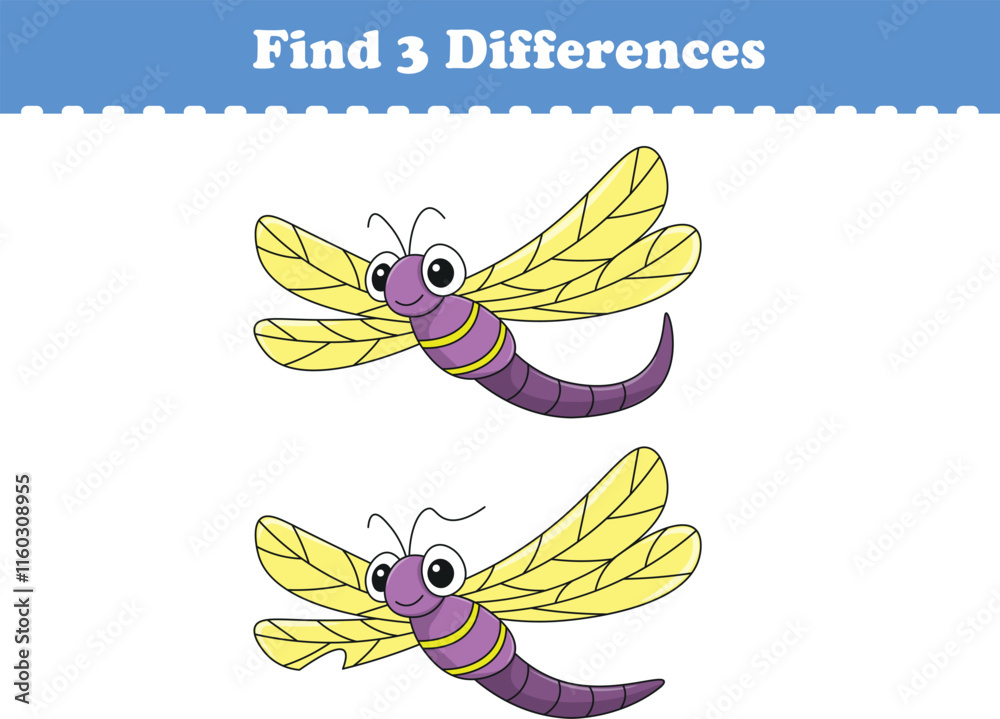 Education game for children find three differences between two ...