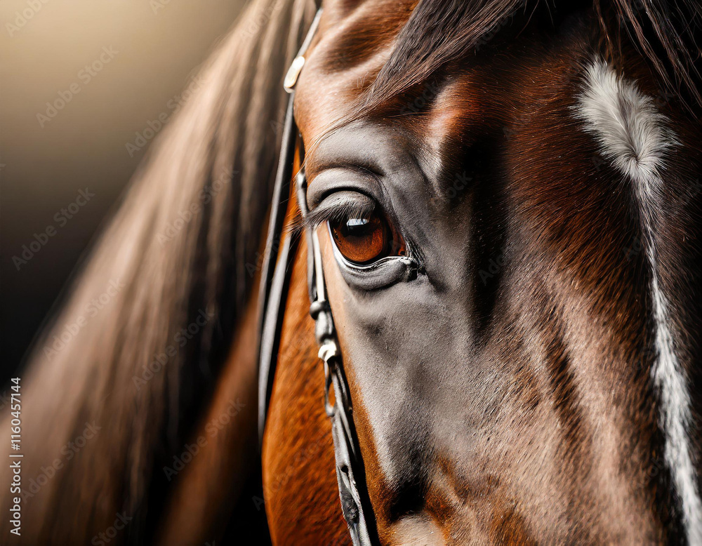 Primer plano de la cara de un caballo de raza purasangre Stock Photo ...