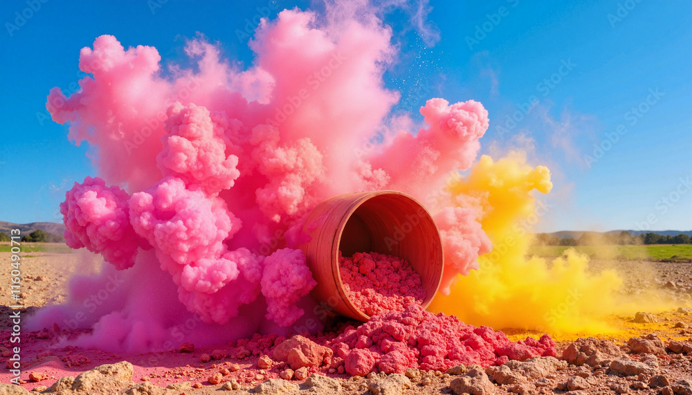 Vibrant color powder explosion in open field, celebration of joy Stock ...
