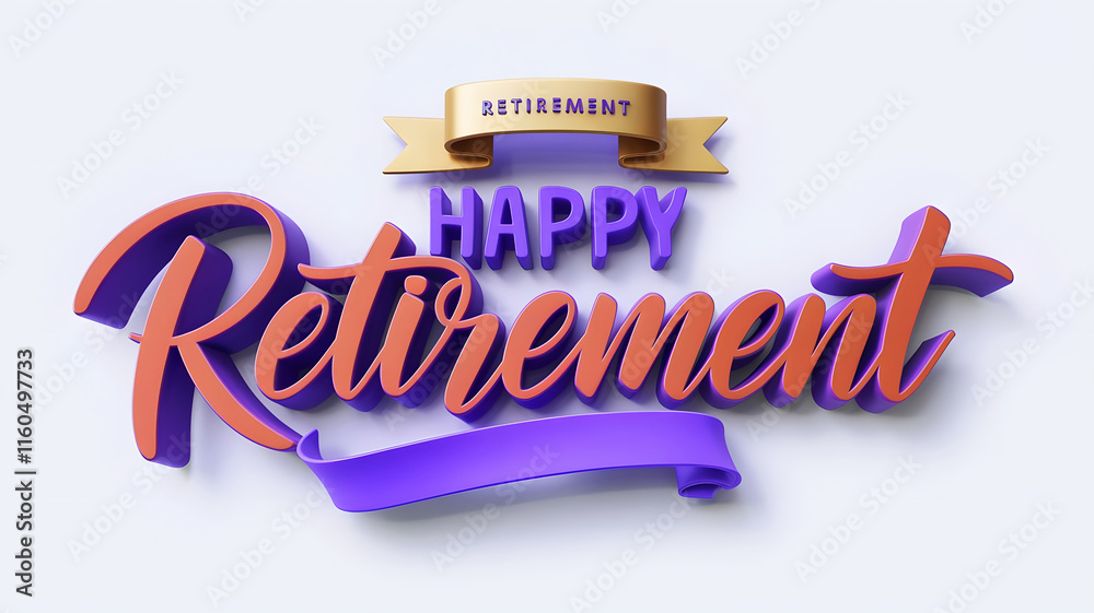 Happy Retirement card. Beautiful greeting banner poster calligraphy ...