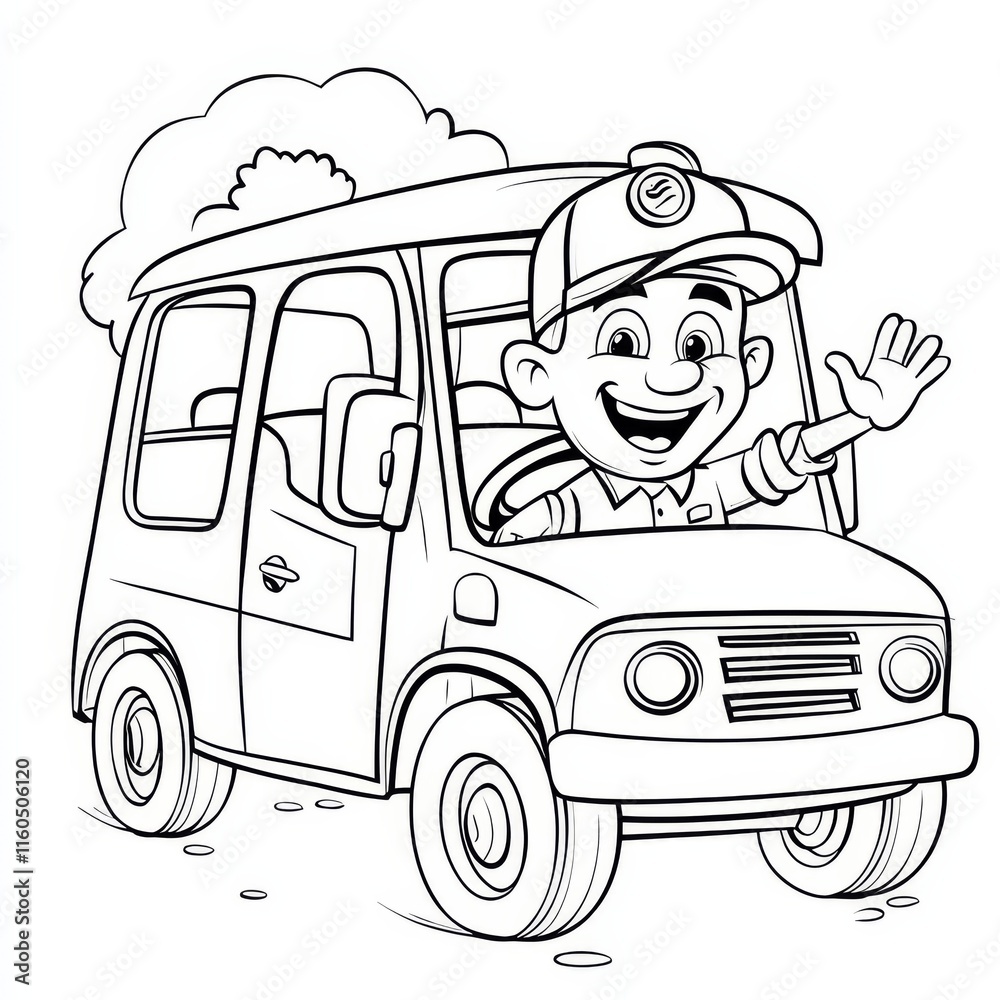 Happy Delivery Driver: A cheerful cartoon character, a delivery driver ...