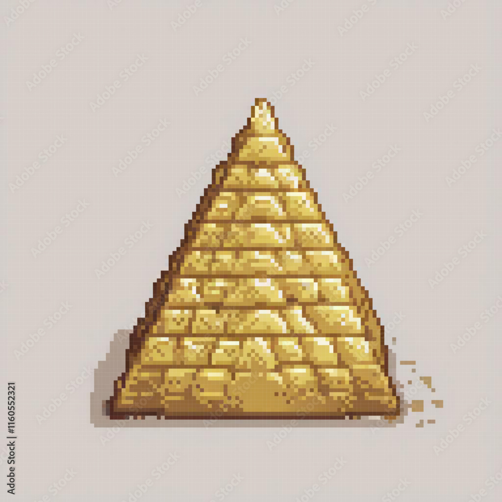 Golden pyramid pixel art, perfect for retro-themed backgrounds. Stock ...