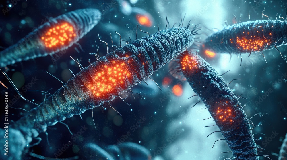 3D illustration of prophase chromosomes and spindle fibers in action ...