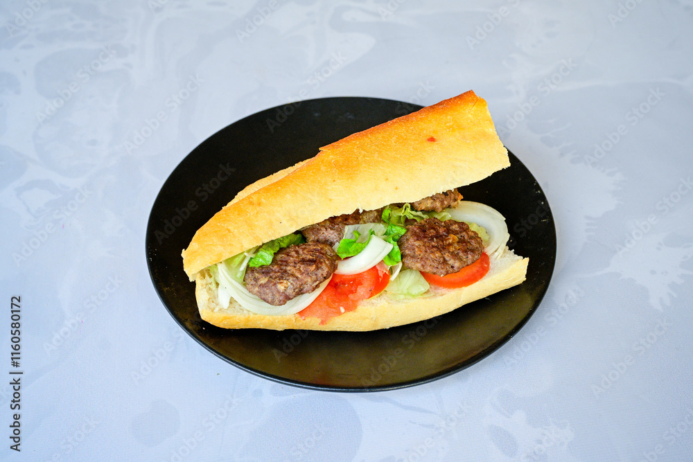 Meatball between bread (Turkish name : ekmek arasi kofte ) Izgara kofte ...