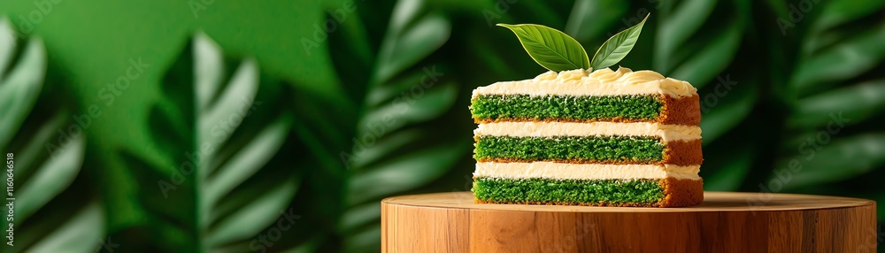 Filipino pandan cake with coconut cream frosting, traditional bahay ...