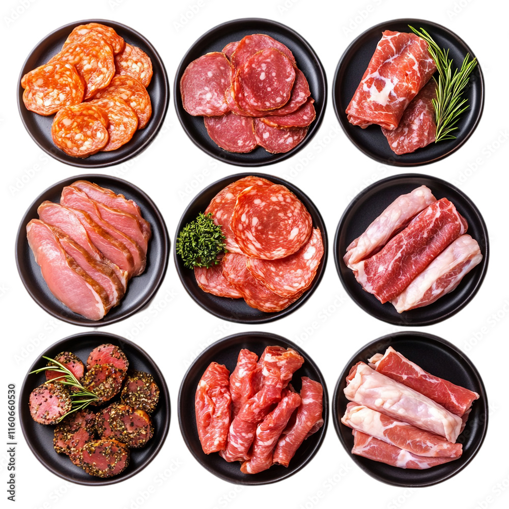 Gourmet Meat Platters High-Resolution isolated on transparent ...
