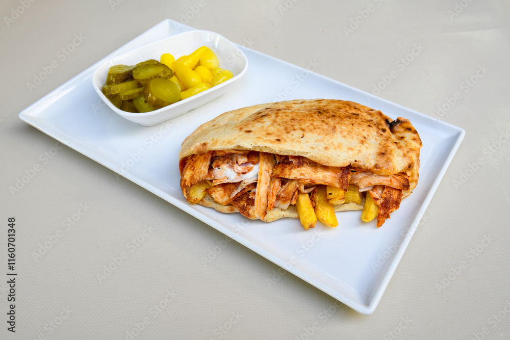 Meat Chicken Doner, between bread (Turkish Name : ekmek arasi et doner ...