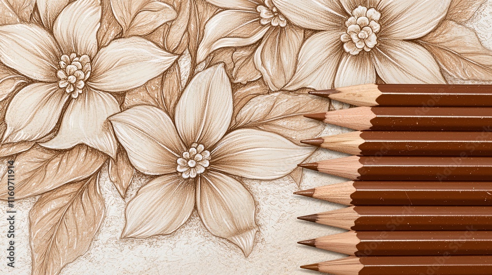 collage of pencil sketches, blended with an image of varied textures ...