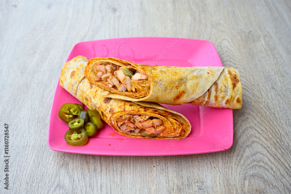 Lavash doner kebab ( soslu kasarli zurna doner durum ) or shawarma ...