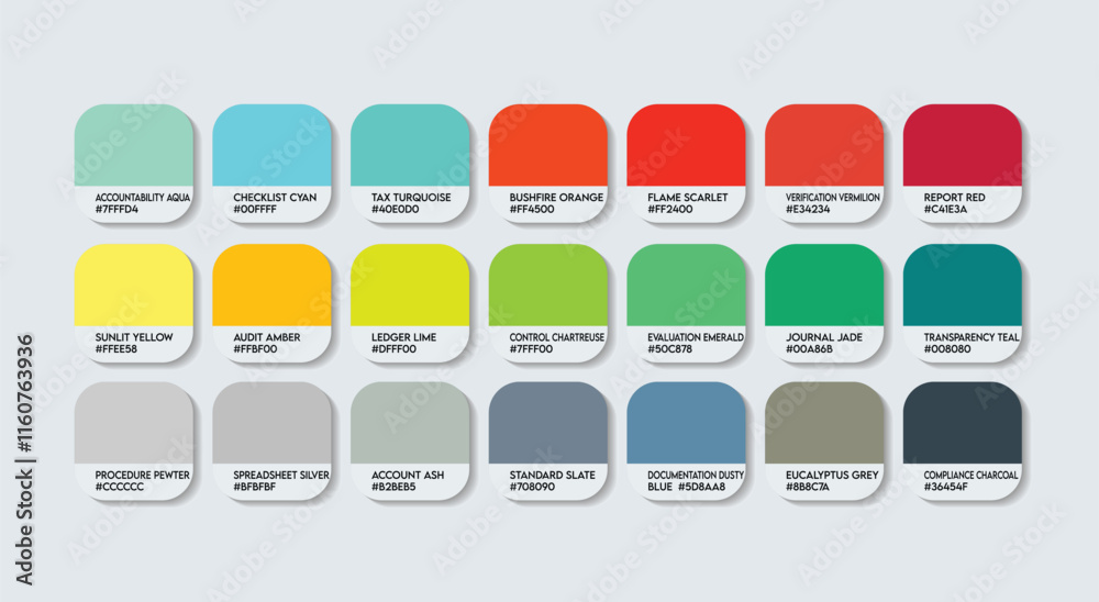 Festival Color Guide Palette with Color Names. Catalog Sample Festivals ...