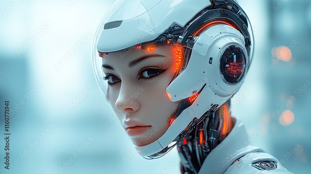 Android robot cyborg avatar design for AI technology, science, metaverse, 3D character ...