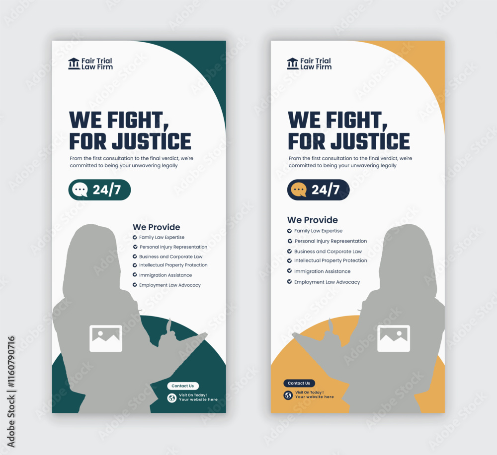 Law firm service DL flyer, law agency advertising rack card, and law ...