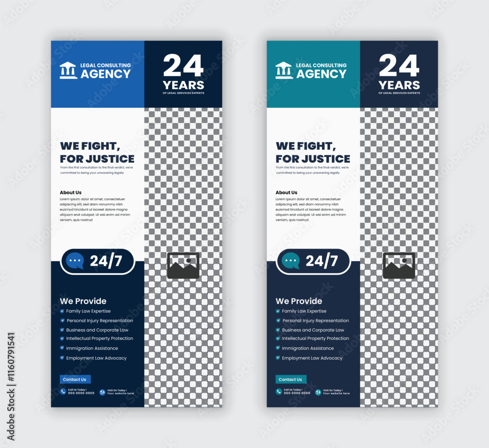 Law firm service DL flyer, law agency advertising rack card, and law ...