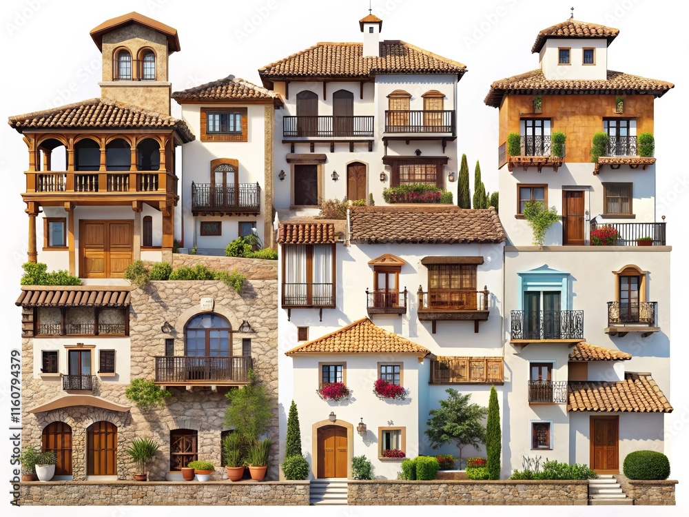 Spanish House Set: Architectural Elements, Rule of Thirds Composition ...