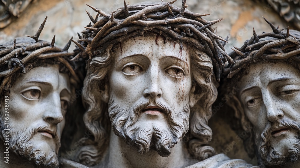 Jesus Christ: A Sculpture Depicting the Iconic Scene of Three Heads ...
