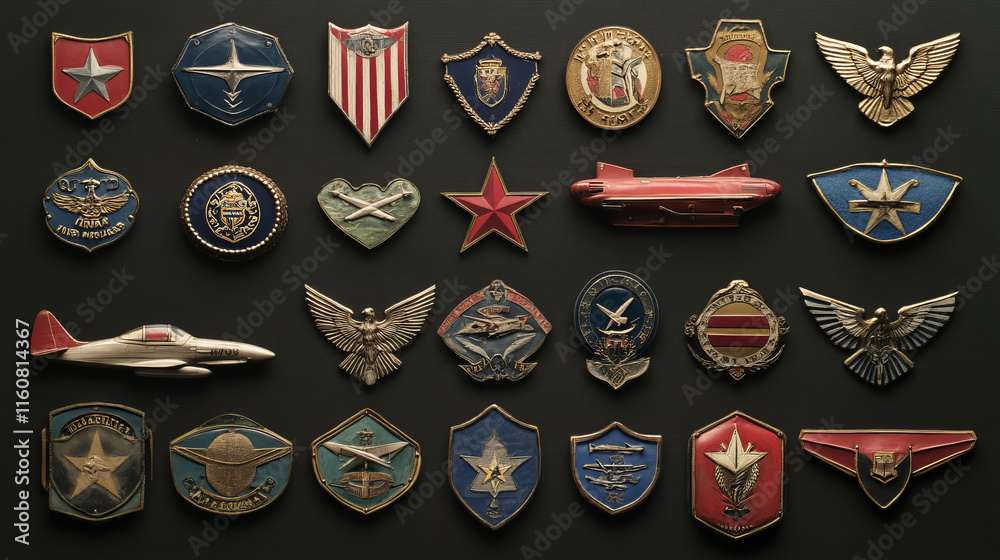 Ilustración de Stock Army air forces, airborne units badges and winged ...