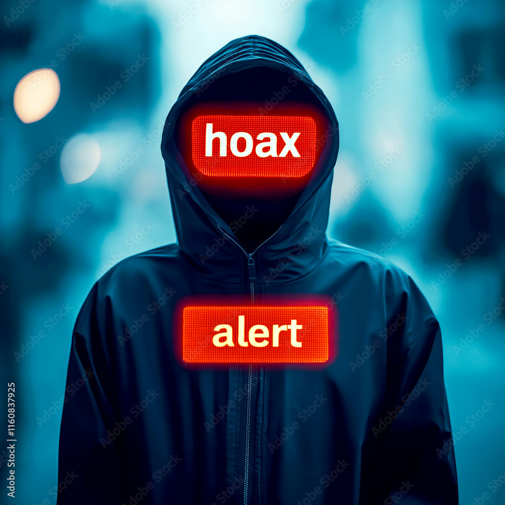 Scam hoax alert awareness concepts. An anonymous figure with a hoax ...