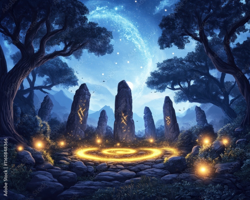 Stock-Foto „Explore the mystical allure of an enchanted Celtic forest ...