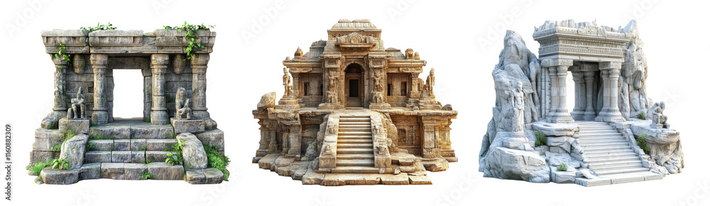 Ancient Architectural Structures Isolated on Transparent Background ...