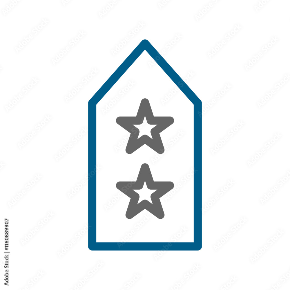 Military rank with two stars. Concept of army, service, and leadership ...