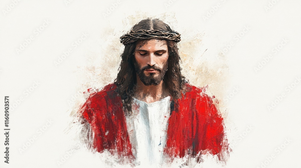 Vintage-style depiction of Jesus Christ with generative AI painting ...
