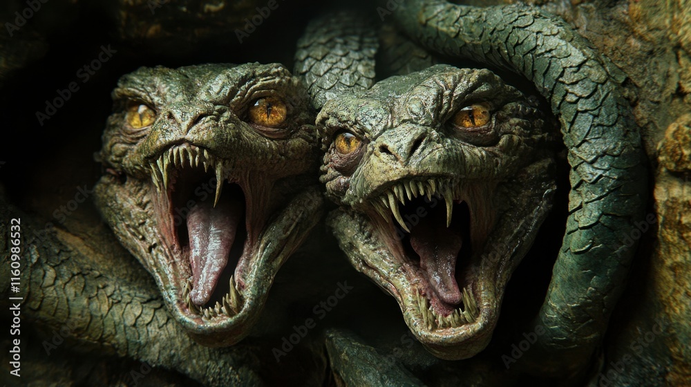 Angry Gorgon Sisters Hissing in Dark Cave - Mythological Creature Art ...