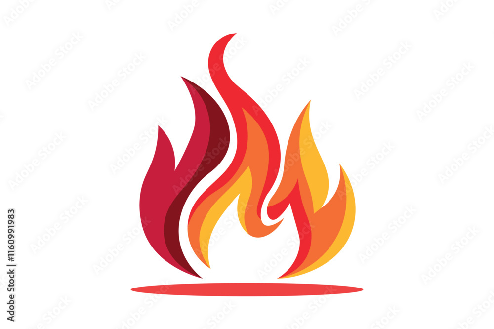 Retro Burning Fire Flame Vector Illustration for Vintage Style ...