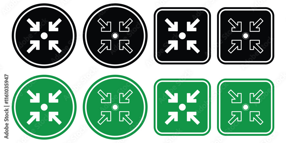 Emergency assembly point sign Arrows pointing inward icon Assembly ...