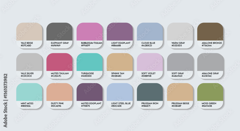 Pastel Color Palette in RGB HEX, Catalog Samples of Boring colors ...