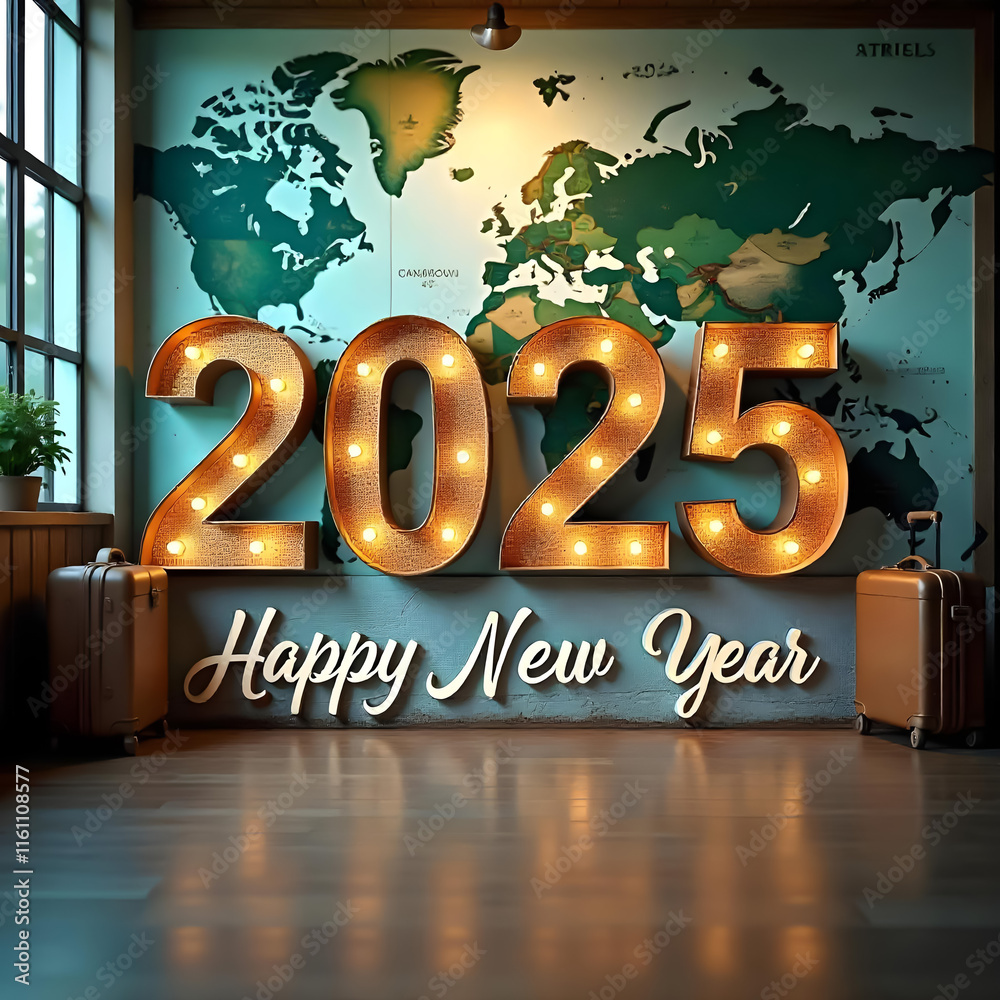 Travel Agency Inspired 2025 New Year Design with Bold Typography and ...
