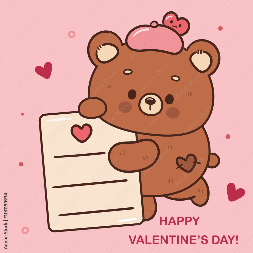 teddy bear valentine with note kawaii animal for wedding clipart and t ...