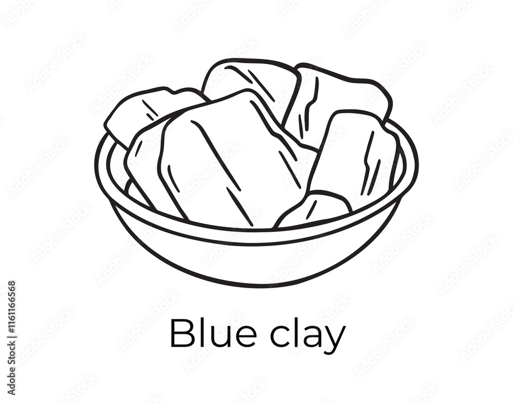 blue clay doodle hand drawn icon. Outline drawing organic natural ...
