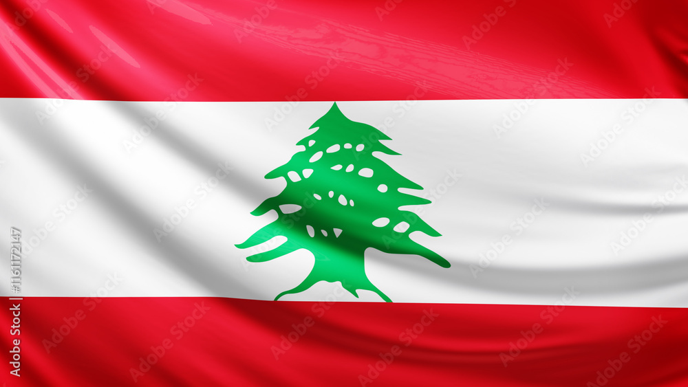 Liban flag picture, close-up shot of lebanese nation flag, asia ...